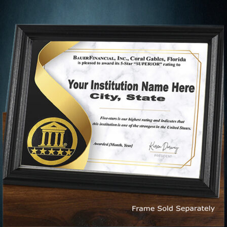 5-Star Award Certificate | BauerFinancial